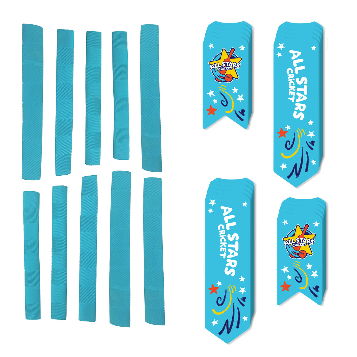 All Stars Cricket Bat Grips and Replacement Stickers Set - Pack of 10 ...